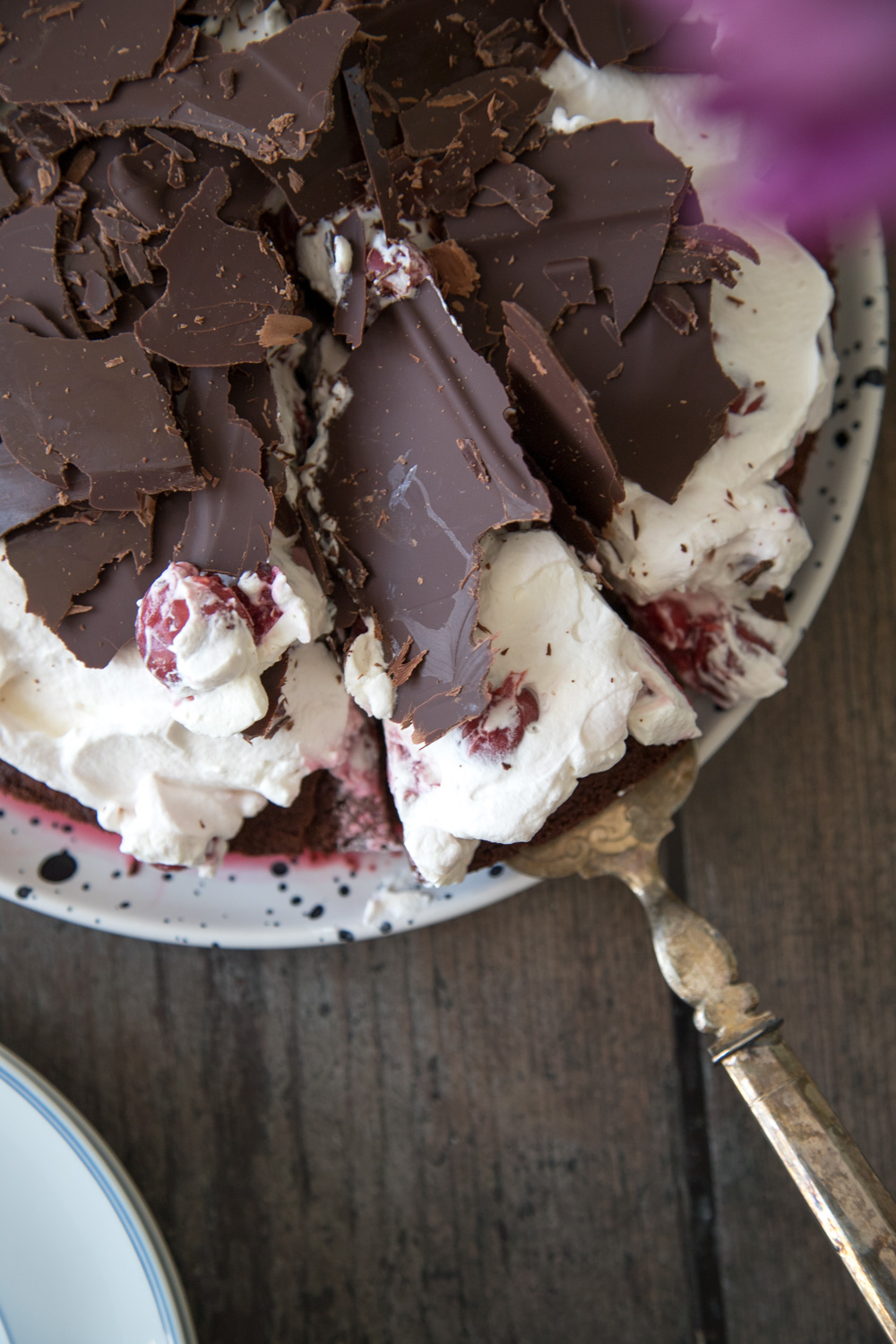 Eine super leckere Schoko-Kirsch-Torte mit Schokosplittern