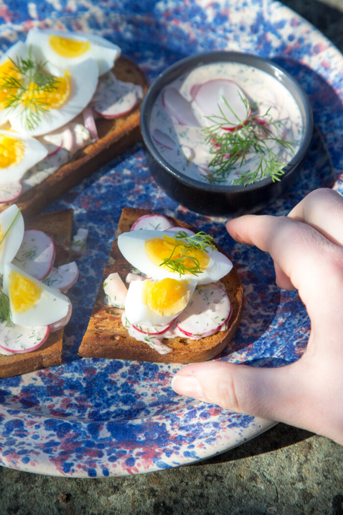 Schnittchen Schneewittchen: Radieschen-Ei mit Vinaigrette